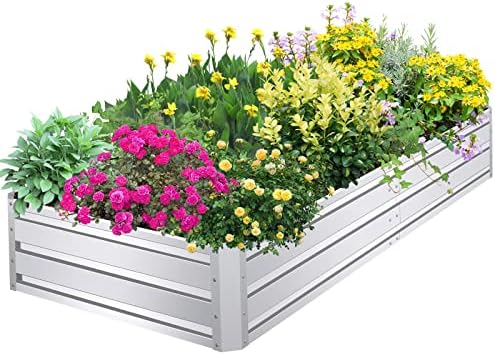 HOXHA Planter Raised Beds, 5X2X1 FT Land Guard Oval Galvanized Steel ...