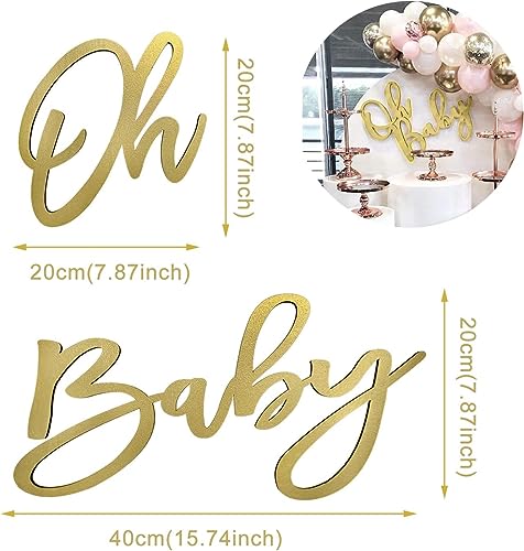 Wooden Oh Baby Sign, Gold Baby Shower Sign Baby Shower Party Banner for ...
