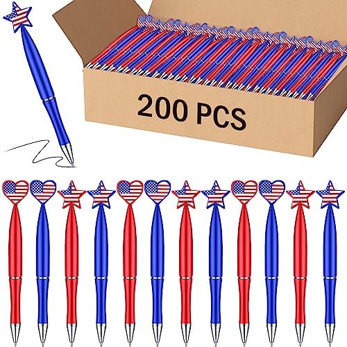 Amazon.com : 200 Pcs Patriotic Pens Bulk American Flag Ballpoint Pen ...