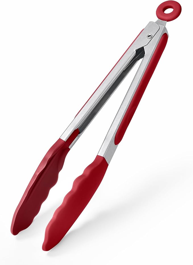 250℃ Heat Resistant Kitchen Tongs: U-Taste 22cm Silicone Cooking Tong ...