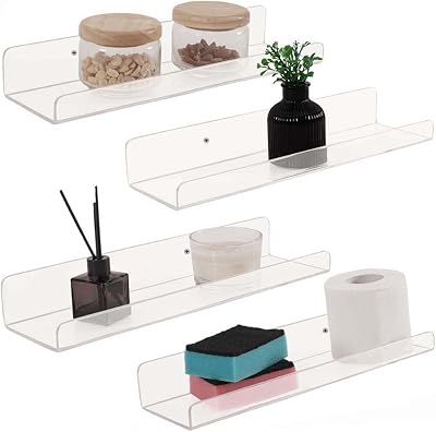 Amazon.com: Acrylic Small Adhesive Wall Shelves,Mini Floating Shelves ...