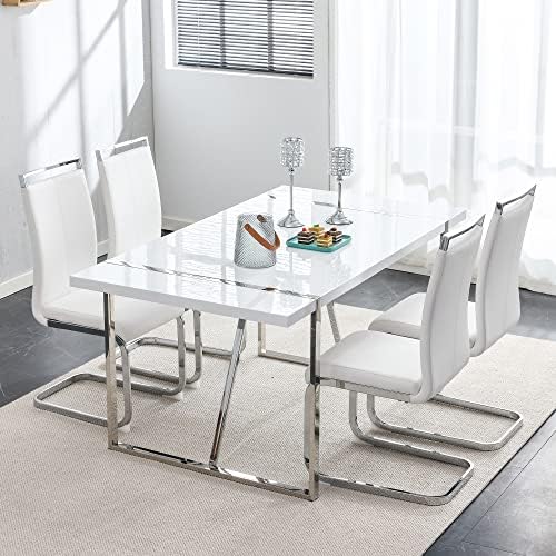 Amazon.com - MUUOKY White Dining Table Set for 4, 1.5 in Thickened ...