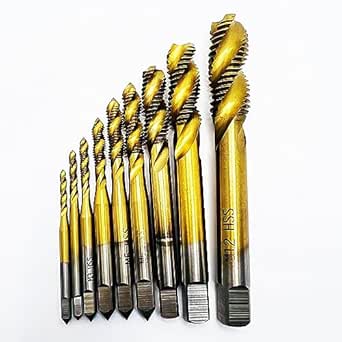 Amazon.com: Machine Screw Tap Set, 9 PCS Titanium Coated HSS 6542 ...