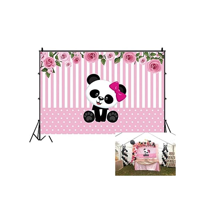 Buy OFILA Pink Panda Backdrop 7x5ft Fabric Panda Party Decorations ...