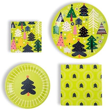 Amazon.com: Fabuplates Christmas Paper Plates and Napkins Set, Heavy ...