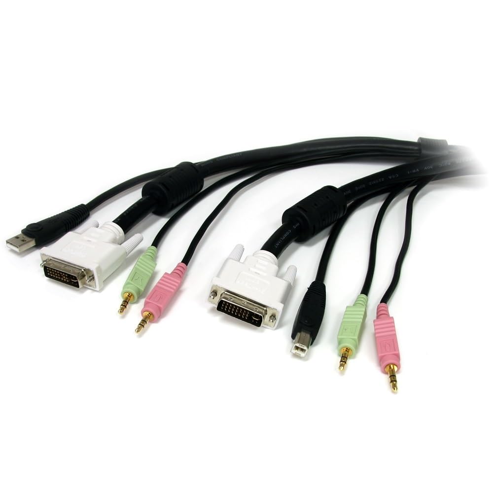 StarTech.com 6 ft 4-in-1 USB DVI KVM Cable with Audio and Microphone ...