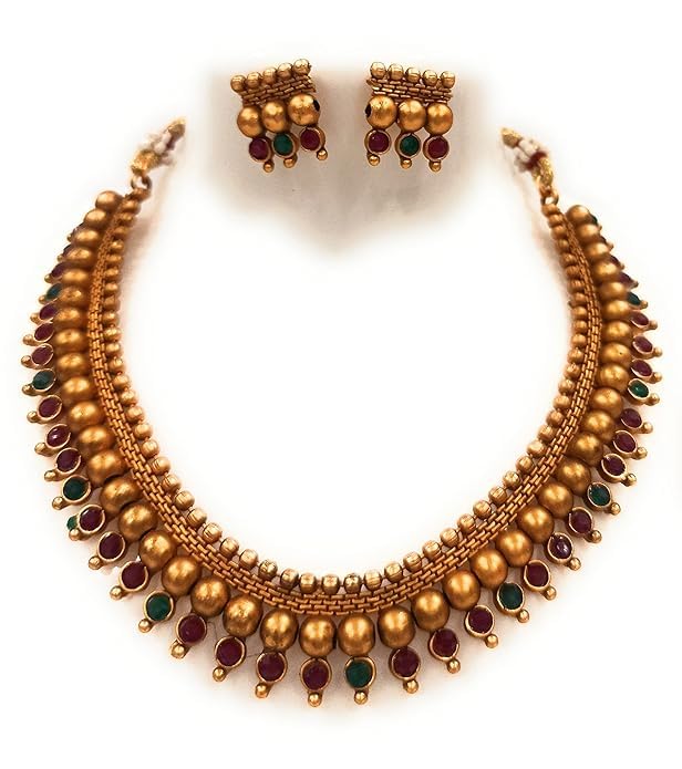 Buy THE GLAM Traditional Temple Jewellery Lakshmi pendant set ruby ...