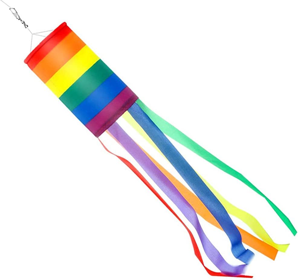 Amazon.com: Boao 2 Pcs 24 Inch Rainbow Windsock Flag Colorful Hanging ...