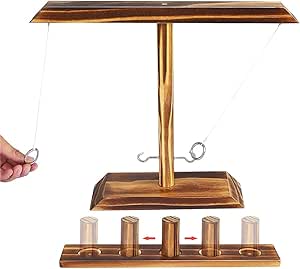 Ring Toss Game for Adults – Table Top Hook and Ring Toss Game with Shot Ladder Wooden Hook Game ...