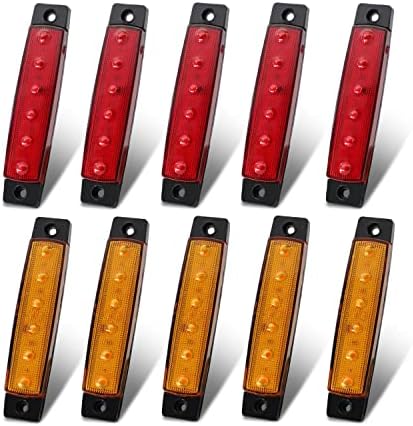GIVEDOUA 10PCS 3/4" Round Amber+Red LED Side Marker Lights,12V ...