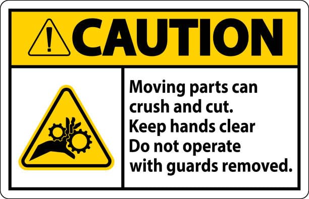 CAUTION MOVING PARTS CAN CRUSH AND CUT SIGN | Foam Board Fixed on ...