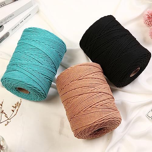 GOHOF Macrame Cord 4mm x 310m Premium Cotton Macrame Rope, 4 Strand ...