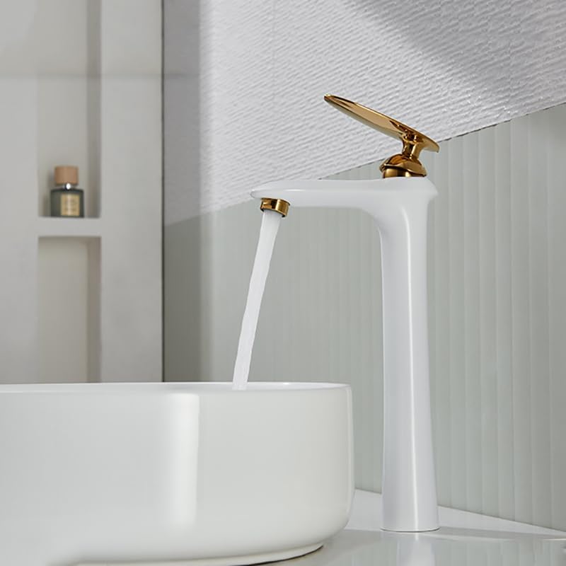 SOKNARKU Bathroom High Basin Faucet Brass Single Hole Single Handle ...