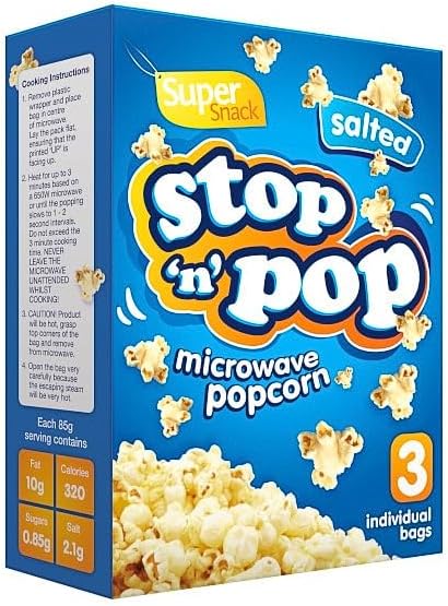 Super snack stop 'n' Popcorn Kernels Sweet & Salted microwave popcorn 3 ...