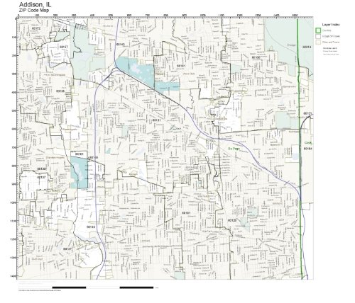 Amazon.com : ZIP Code Wall Map of Addison, IL ZIP Code Map Laminated ...