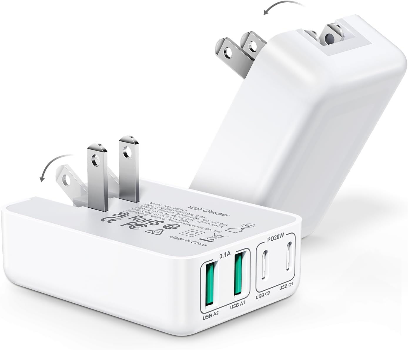 Amazon.com: Slim Flat USB Wall Charger, Pofesun 2-Pack 3A Dual Port 15W ...