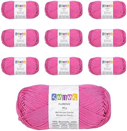 SMUMS 100% Mercerized Cotton Yarn for Crocheting | 50gr x 10 Balls ...