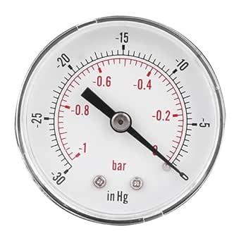 Vacuum Gauge, 50mm Dial 1/8 BSPT Bottom Connection Pressure, Bar inHg ...