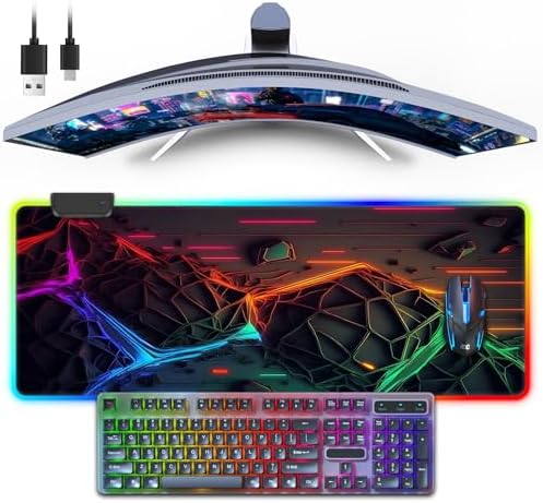 Amazon.com: RGB Mouse Pad Gaming Mousepad, Large Desk Pad with LED ...