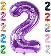 Amazon.com: KatchOn, Huge Purple 12 Balloon Number - 40 Inch | Purple ...