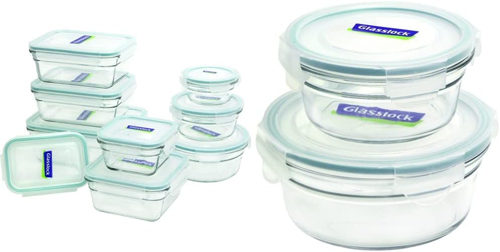 Amazon.com: GLASSLOCK 18-Piece Assorted Oven Safe Container Set & 4 ...