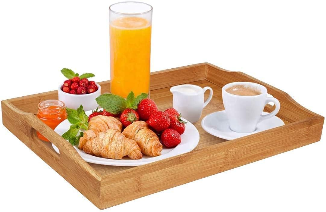 simpa Large Plastic Serving, Breakfast, TV Dinner Trays with Handles ...