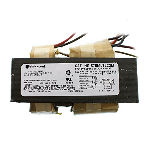 UNIVERSAL LIGHTING TECHNOLOGIES S70MLTLC3M500K Universal Hid High Pressure Sodium Ballast 70W ...