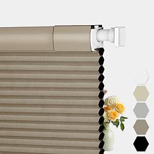 Amazon.com: Sulugood No Tools No Drill Cellular Shades Cordless ...