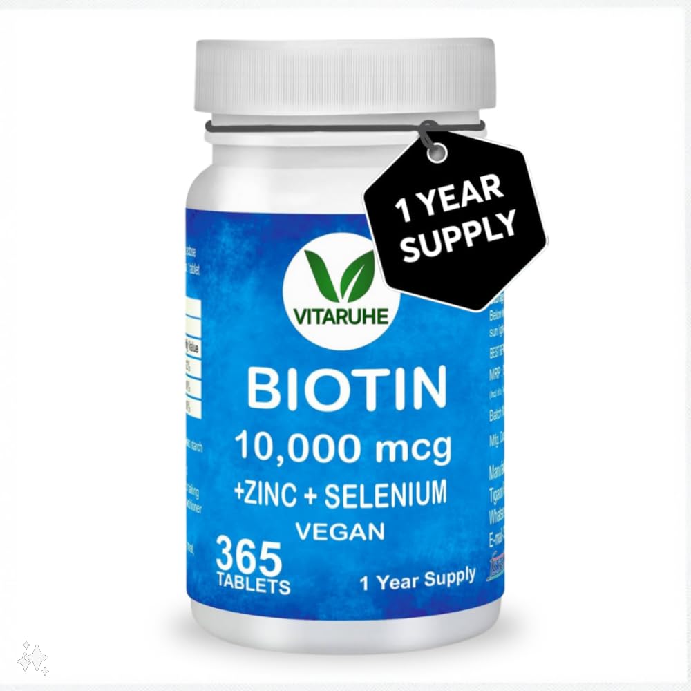Vitaruhe Biotin High Dose Biotin + Zinc + Selenium Vegan Hair Growth ...
