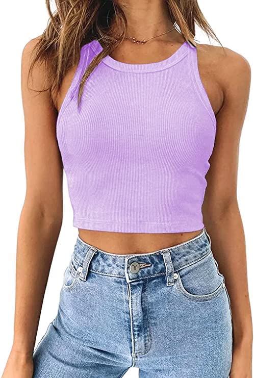 Women's Fancy Sleeveless Tank Top Nowtryit (X-Small, Levender) : Amazon ...