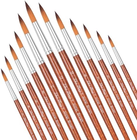 Amazon.com: 9pcs Round Pointed Tip Pony Hair Artists Filbert ...