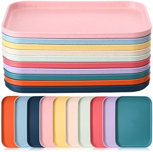 Amazon.com | Dandat 20 Pack Small Plastic Fast Food Trays Bulk 9.8 x 6. ...