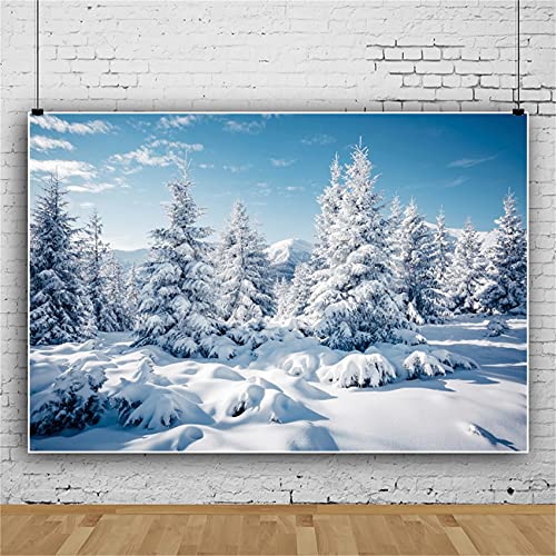 Ttincceer Snow Winter Backdrop 8x4ft Pine Forest Snow Mountain Snowy ...