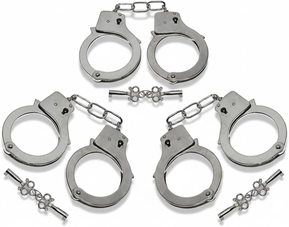 Amazon.com: ArtCreativity 3 pack Metal handcuffs for Kids with keys ...