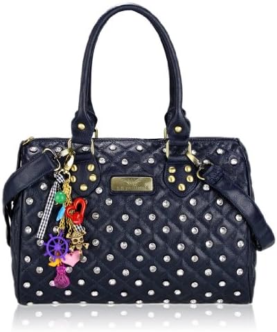 Womens Navy Blue Tote Handbag - Diamante Studded Bag: Amazon.co.uk: Fashion