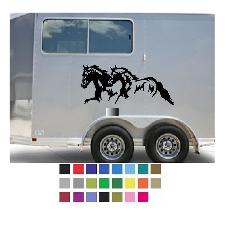 Amazon.com: Pair of Horse Trailer Decal Stickers Running Horses ...