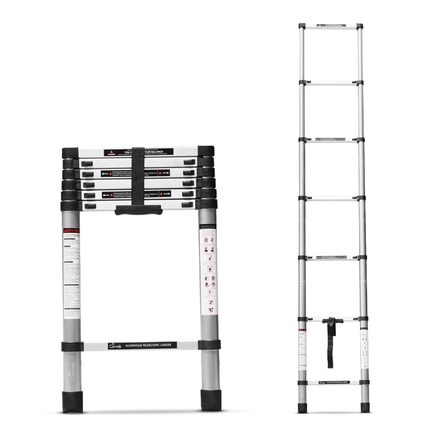 Corvids 2.6m (8.5 feet) Portable & Compact Aluminum Telescopic Ladder ...