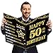 Amazon.com : Large 50th Birthday Card With Envelope, Jumbo 50 Birthday Guest Book Greeting Cards ...