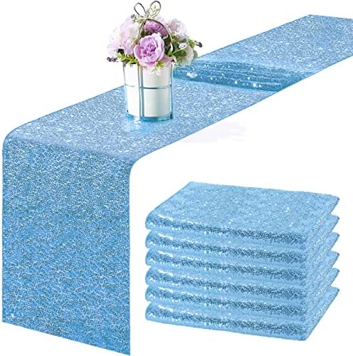 Amazon.com: 6 Pieces 12 x 108 Inches Lake Blue Sequin Table Runners ...