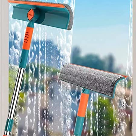 VOLKES Glass Cleaning Tools 2 in 1 Glass Wiper Cleaning Brush Mirror ...