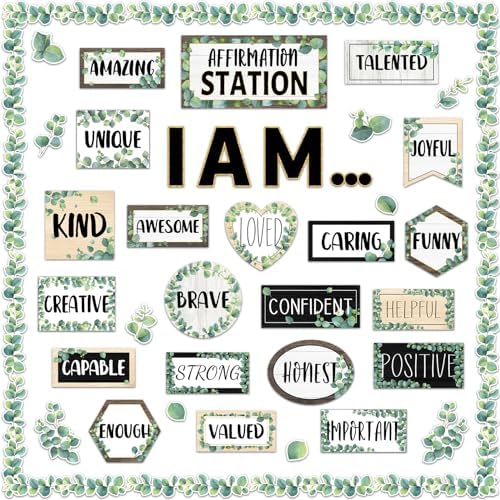 Amazon.com : BOHO Affirmation Station Bulletin Board Set Rainbow ...