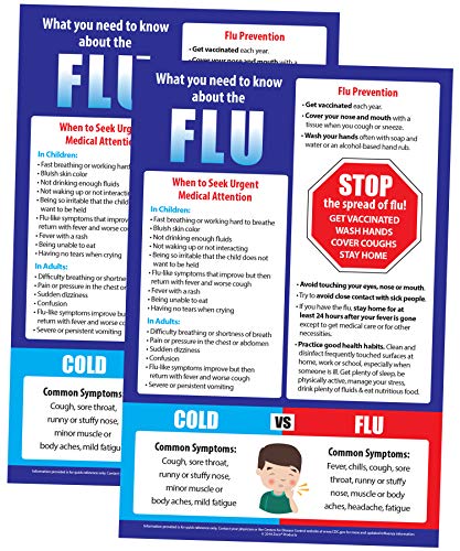 Buy Flu Prevention Poster - Laminated, 12 x 18 inches - Flu vs Cold ...