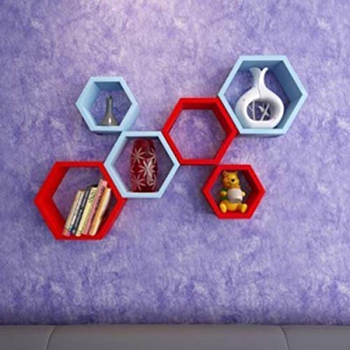 Isha Art India Wall Decoration Shelf Set of Six Hexa Shape Design Wall ...
