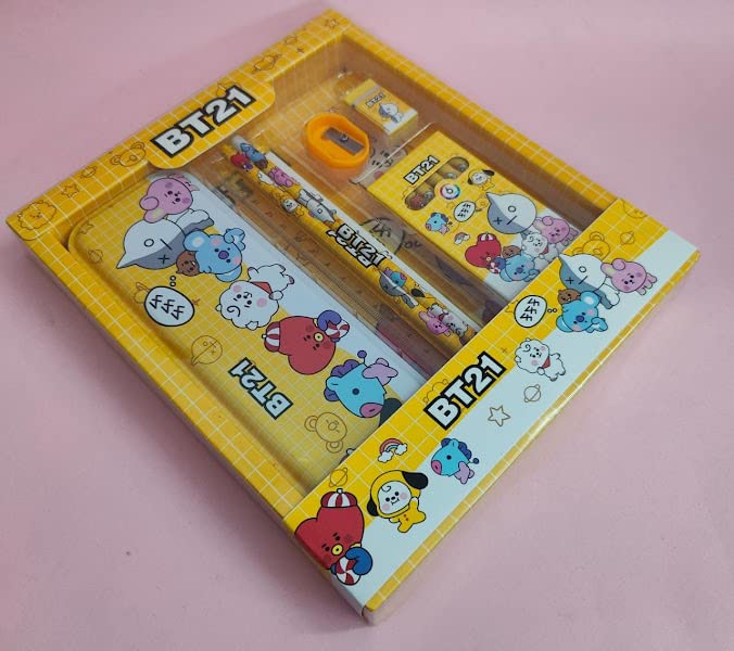 Buy AMANVANI BTS Theme Stationary Set for Kids - 7Pcs Cartoon Pencil ...