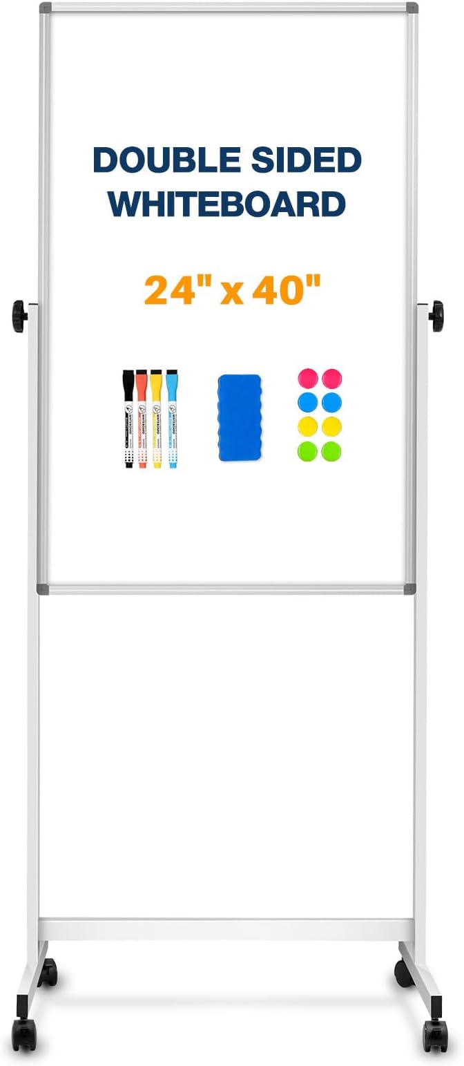Amazon.com : [24" x 40"] WALGLASS Double-Sided Rolling Whiteboard ...