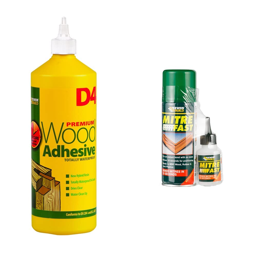 Buy Everbuild D4 Premium Wood Adhesive | White - 1 Litre & Mitre Fast ...