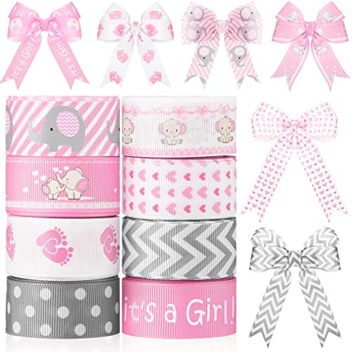 Amazon.com: 8 Roll Baby Elephant Grosgrain Ribbon 7/8 Inch Baby Shower ...