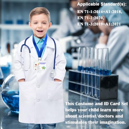 CoatCool Kids Doctors Coat White Lab Coat with ID Card for Kids, Cotton ...