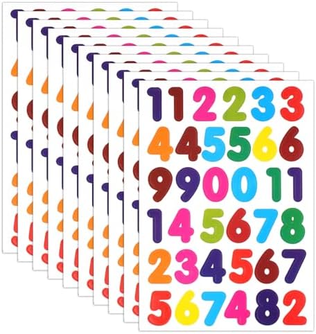 1440 Pcs 0 to 9 Number Stickers, Self Adhesive Numbers Stickers ...