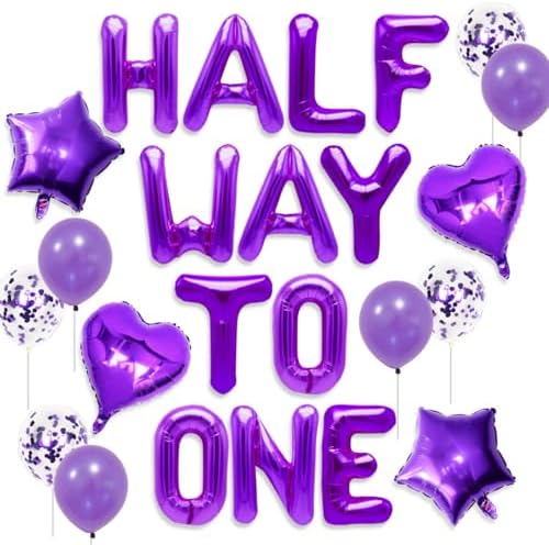 Amazon.com: JeVenis Purple Half Way To One Balloons Decoration Half ...